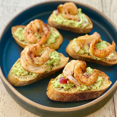 Chipotle Prawn & Guacamole Bruschetta - Anna's Family Kitchen